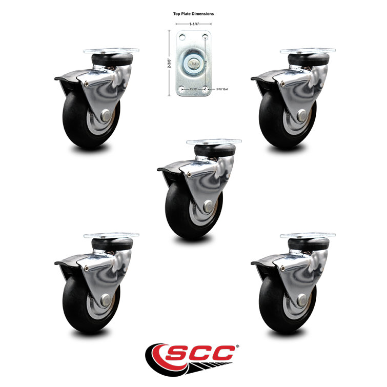 Service Caster Chrome and Rubber Caster | Wayfair